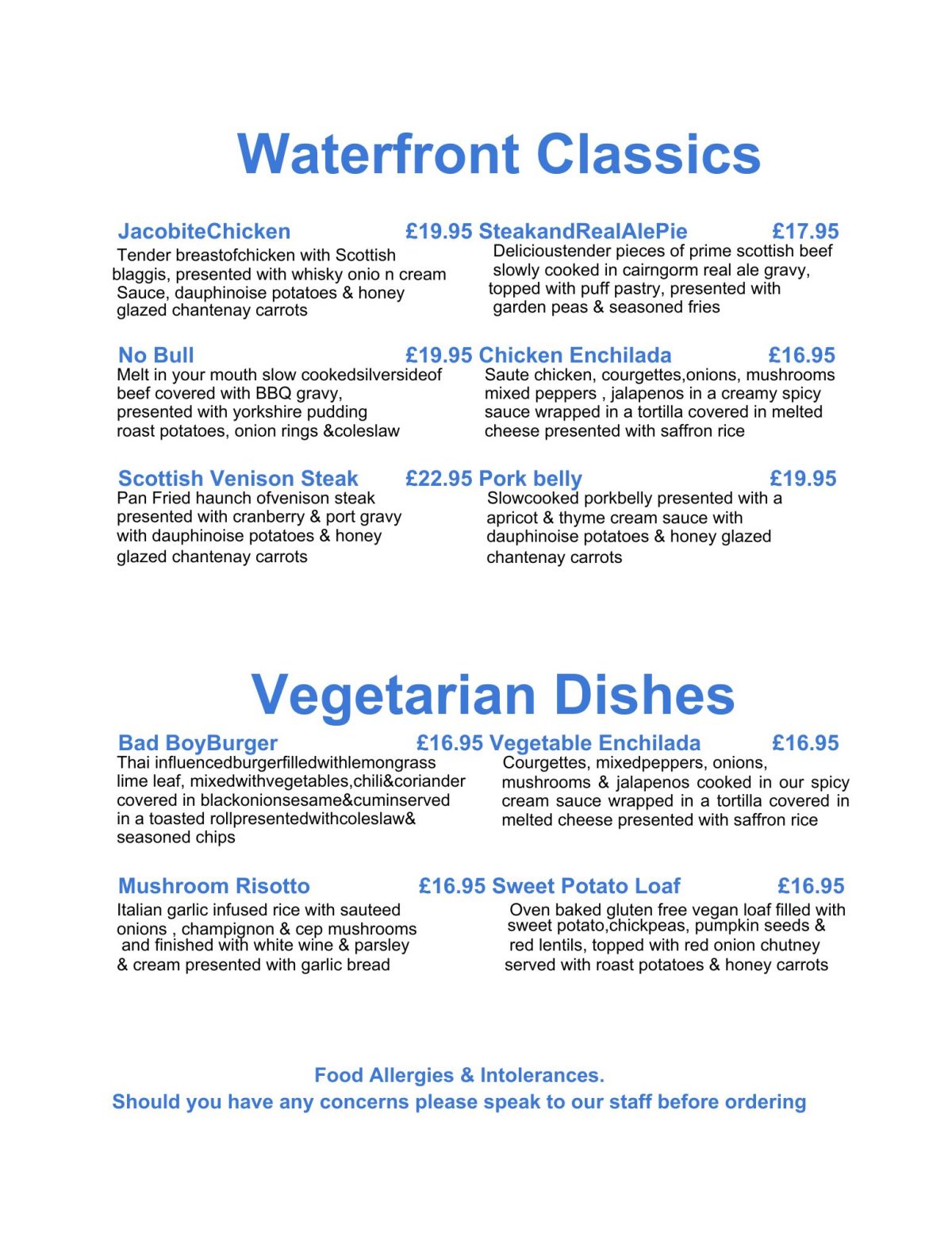 Menu – The Waterfront