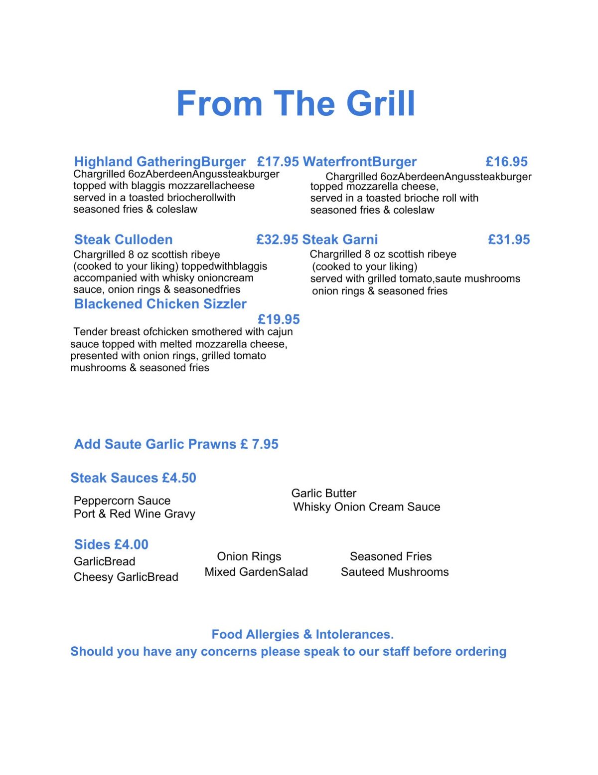 Menu – The Waterfront