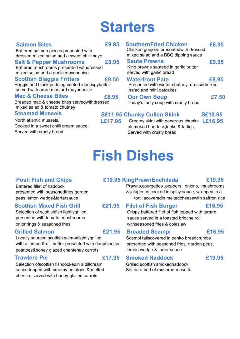 Menu – The Waterfront